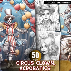 Circus Clown, Acrobatics Coloring Pages for Adults and for Kids for ...