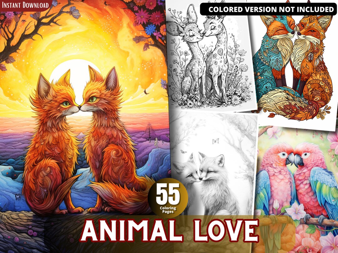 Animal Love Coloring Pages for Adults and for Kids Coloring Pages ...