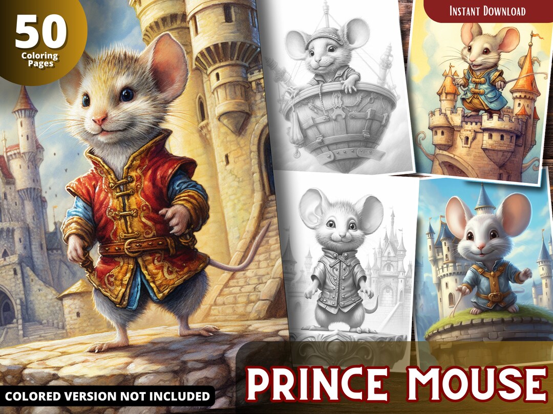 Prince Mouse Coloring Pages for Adults and for Kids for Relax - Etsy
