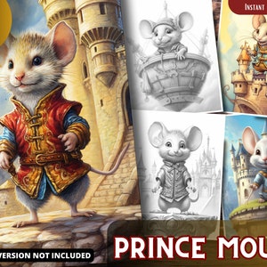 Prince Mouse Coloring Pages for Adults and for Kids for Relax - Etsy