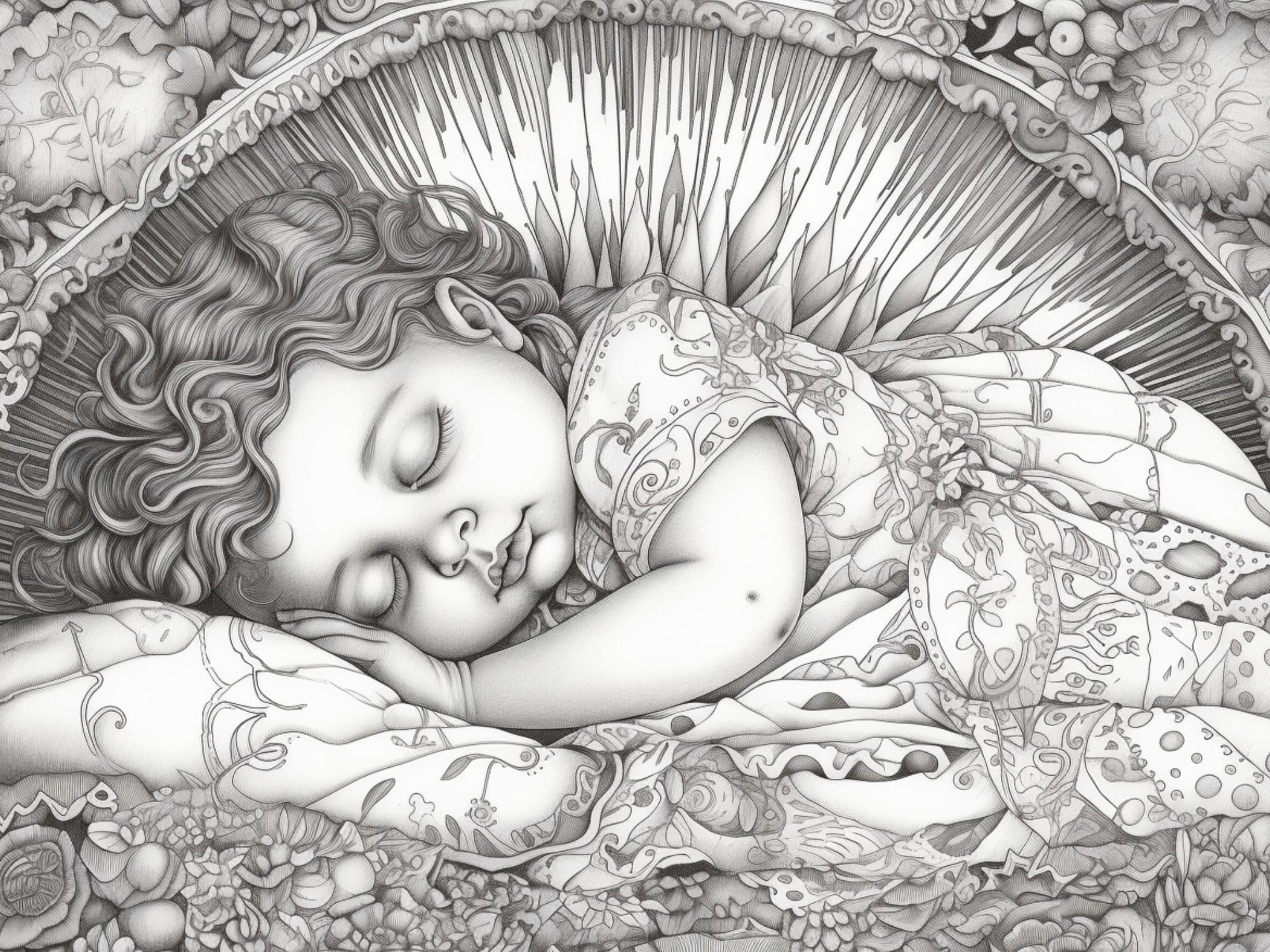 Sleeping Baby Coloring Page