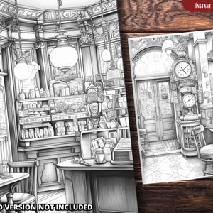 Coffee Shop Coloring Pages for Adults and for Kids for Relax and Stress ...