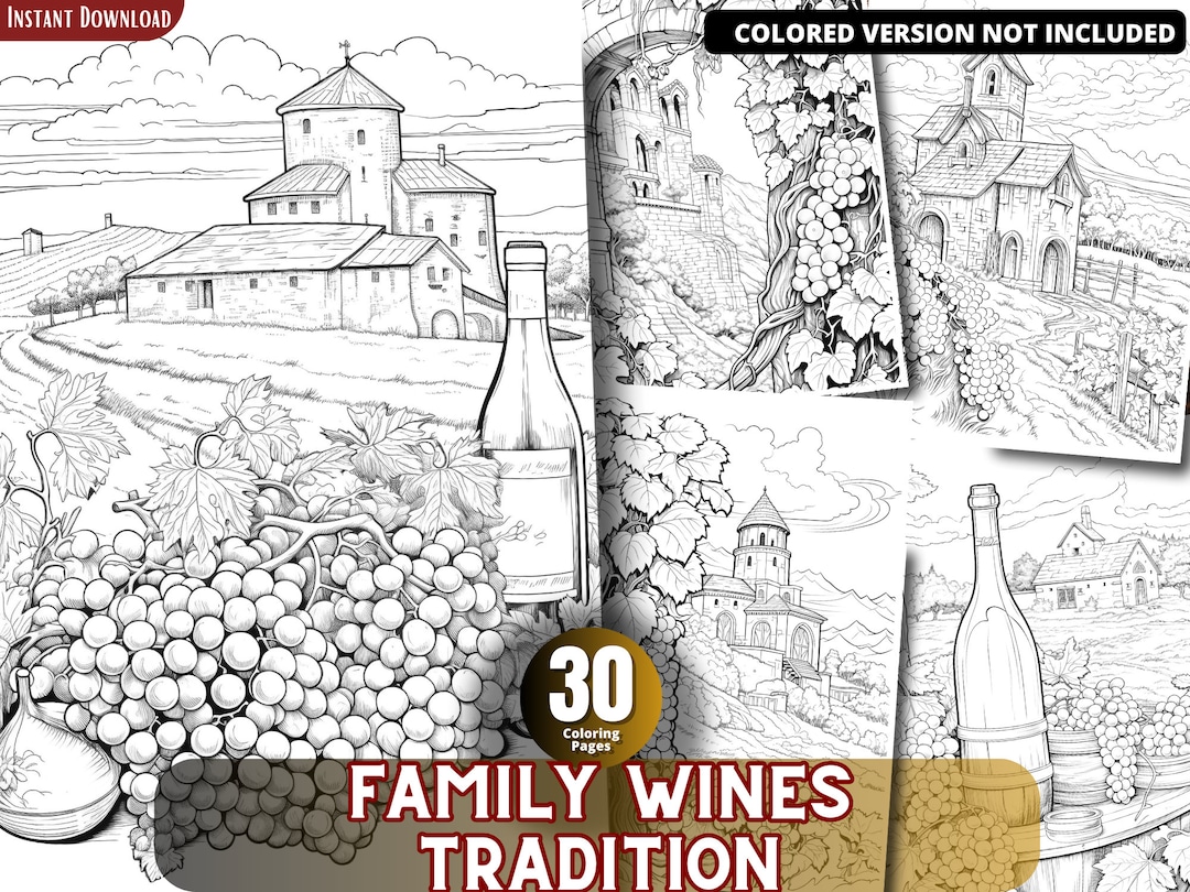 Family Wines Tradition Coloring Pages for Adults and for Kids Coloring ...