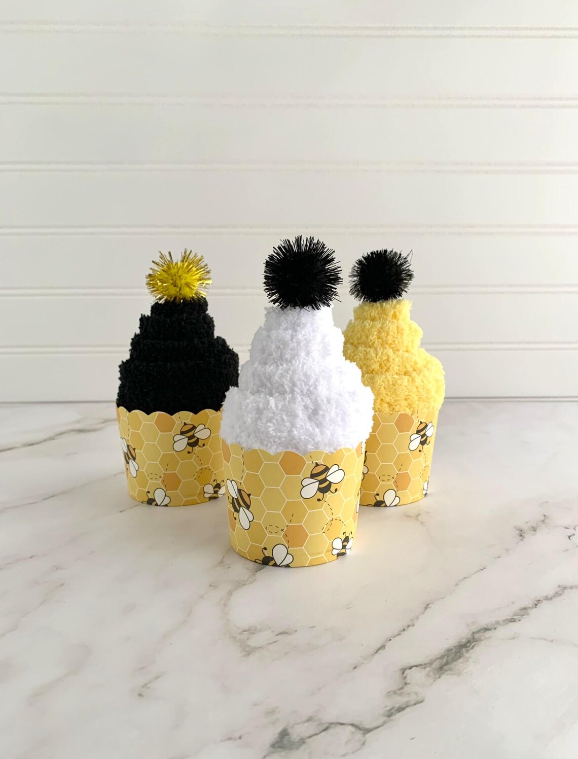 Bee Baby Shower Favors: Fuzzy Sock Cupcake Party Decorations - Etsy