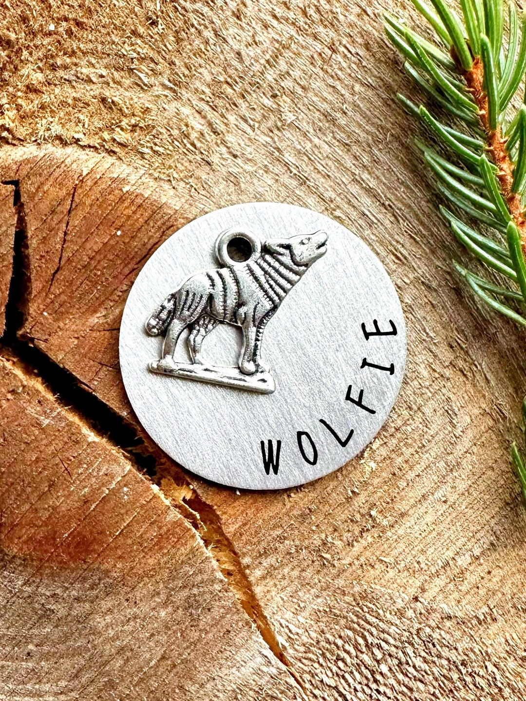 Wolf Dog Tag, Wolf Pet Tag, Wolf ID Tag, Pet Gift, Keychain, Handmade ...