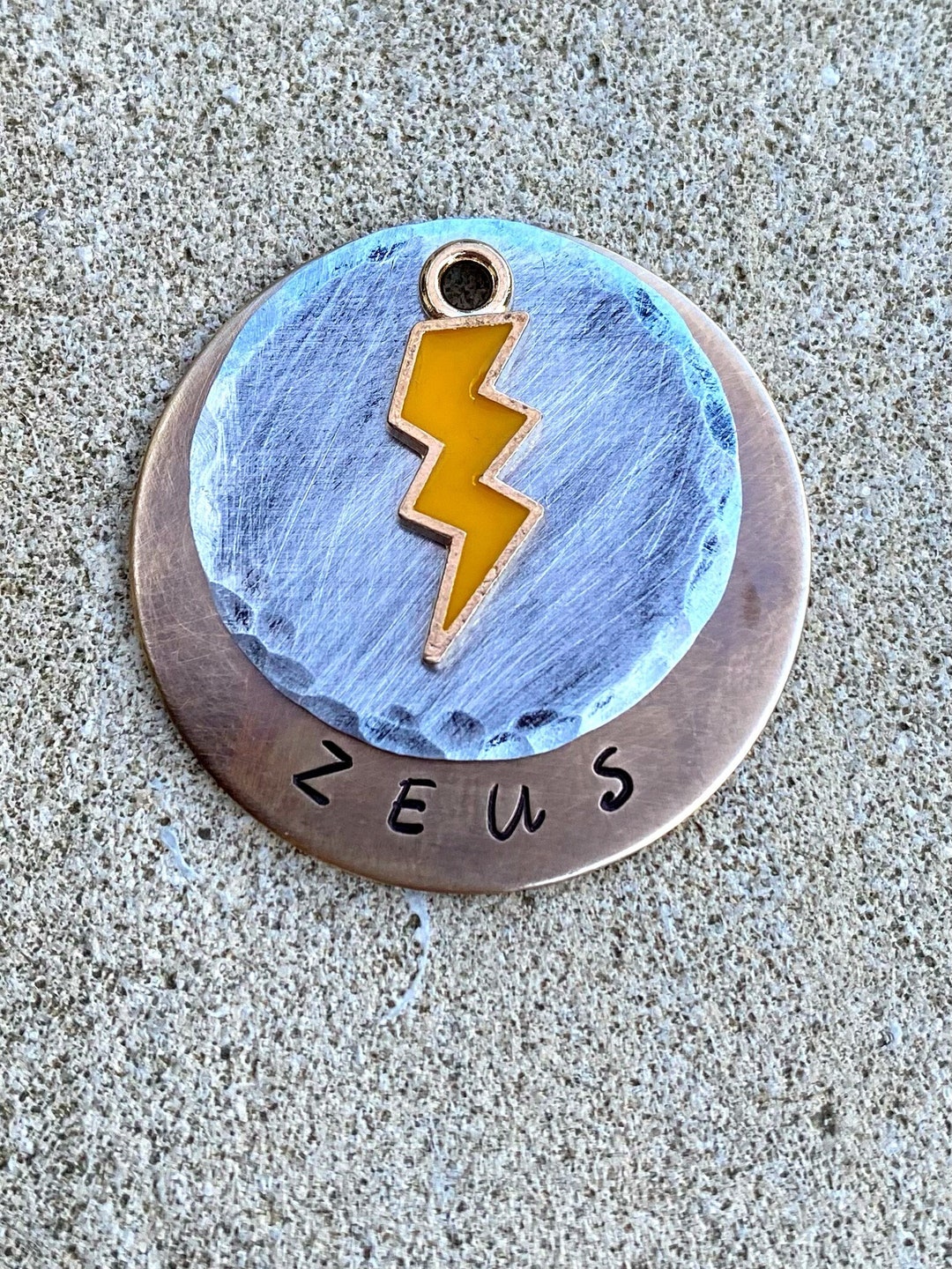 Thunderbolt Pet Tag Zeus Dog Tag Hand Stamped Tags Metal - Etsy