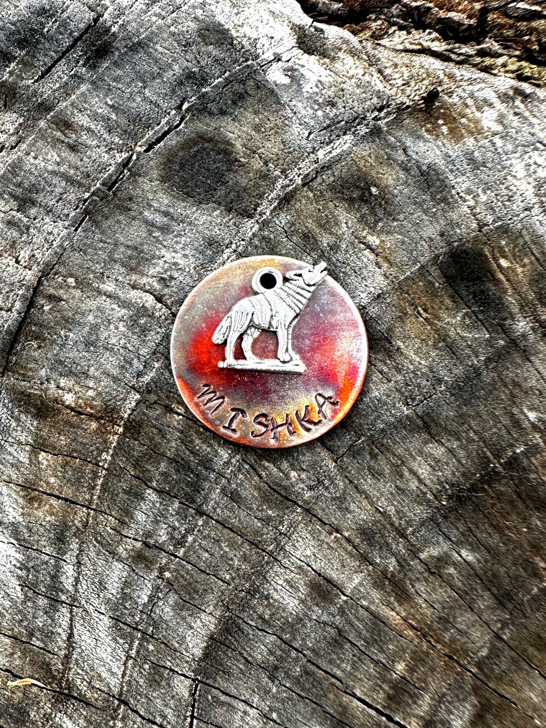Mishka Name Tag, Wolf Dog Tag, Wolf Pet Tag, Pet Gift, Pet ID Tag, Pet ...