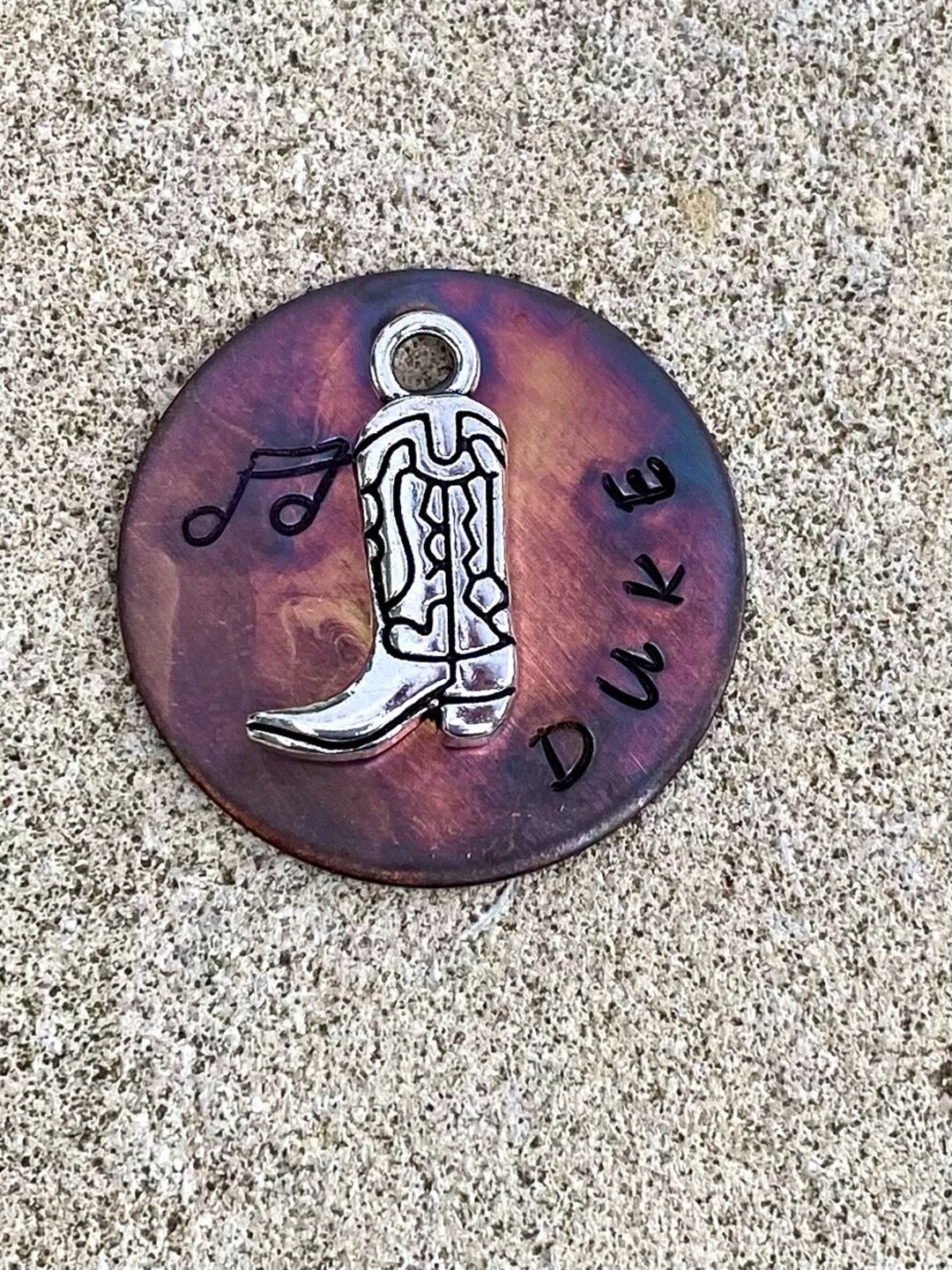 Cowboy Boot Dog Tag, Western Pet Tag, Pet ID Tag, Country Pet Tag, Hand ...