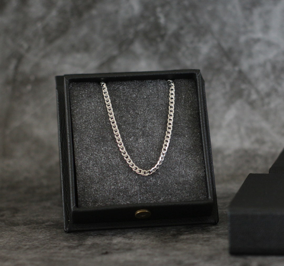 Men's Cuban Chain Necklace 3mm Silver Stainless Steel - Etsy