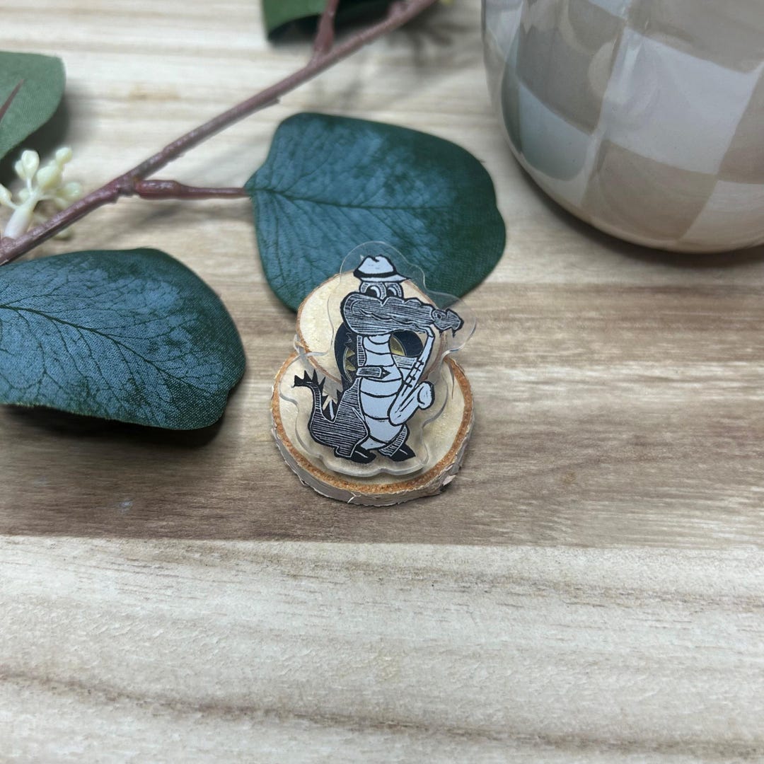 Acrylic Pin, Alligator Pin, Alligator Playing Saxophone - Etsy