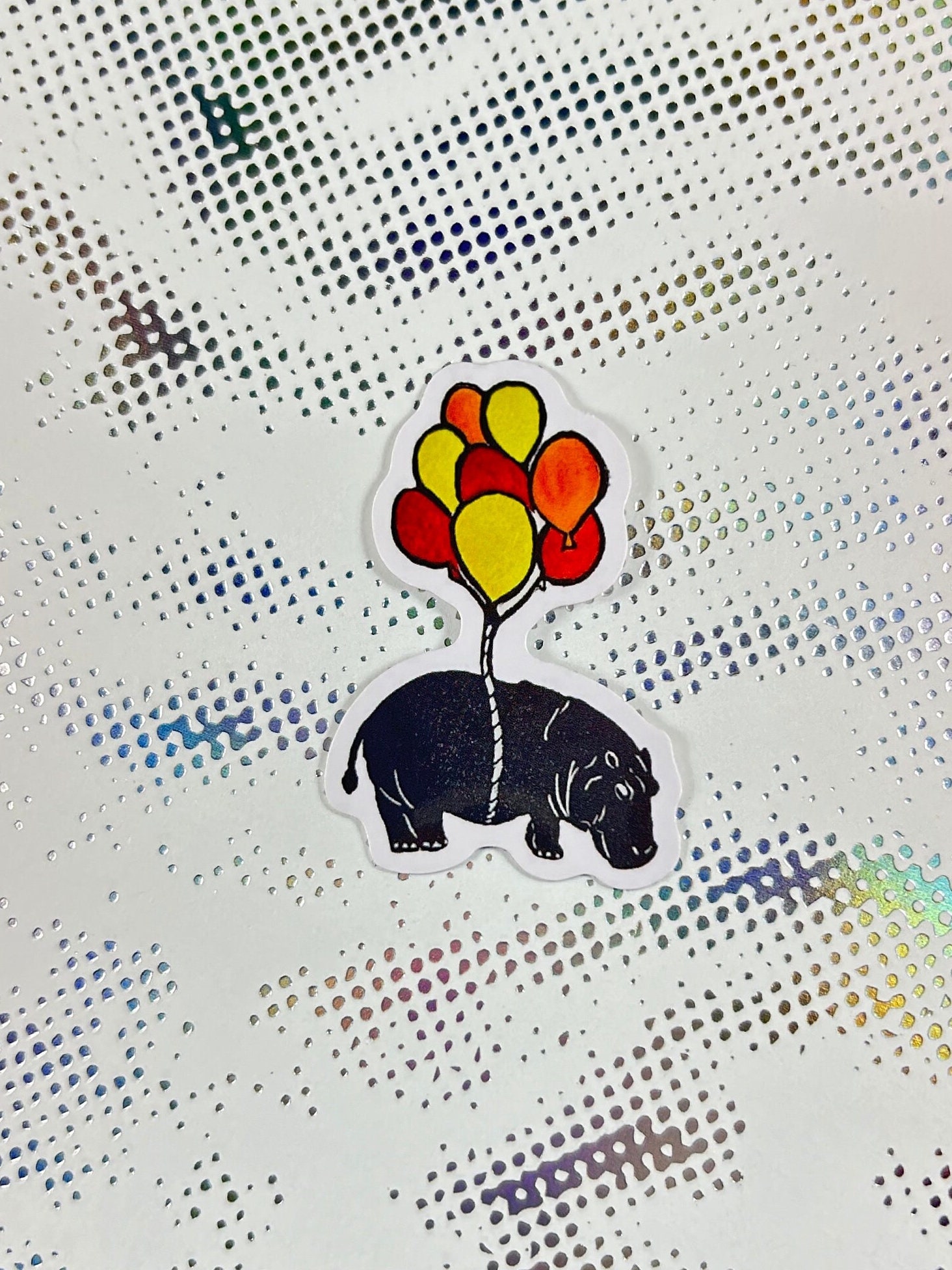 Vynl Hippo Sticker | Floating Hippo | Balloons - Etsy