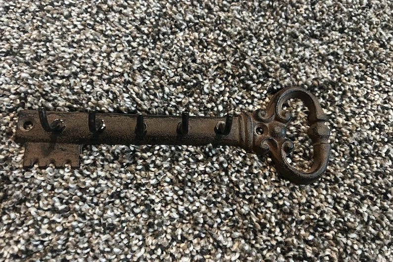 Vintage Cast Iron Key Rack With Hooks - Etsy