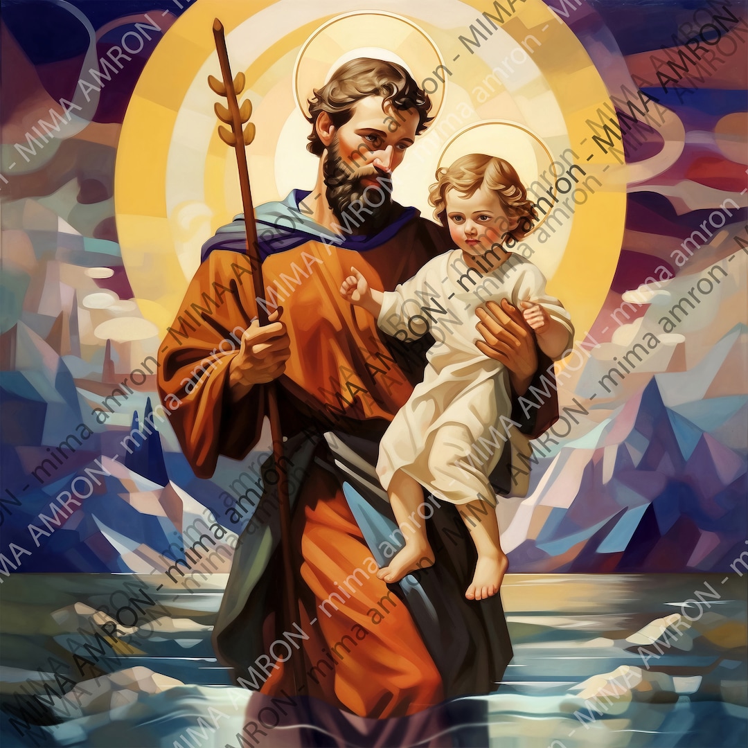 Saint Christopher Art Digital Download Catholic - Etsy