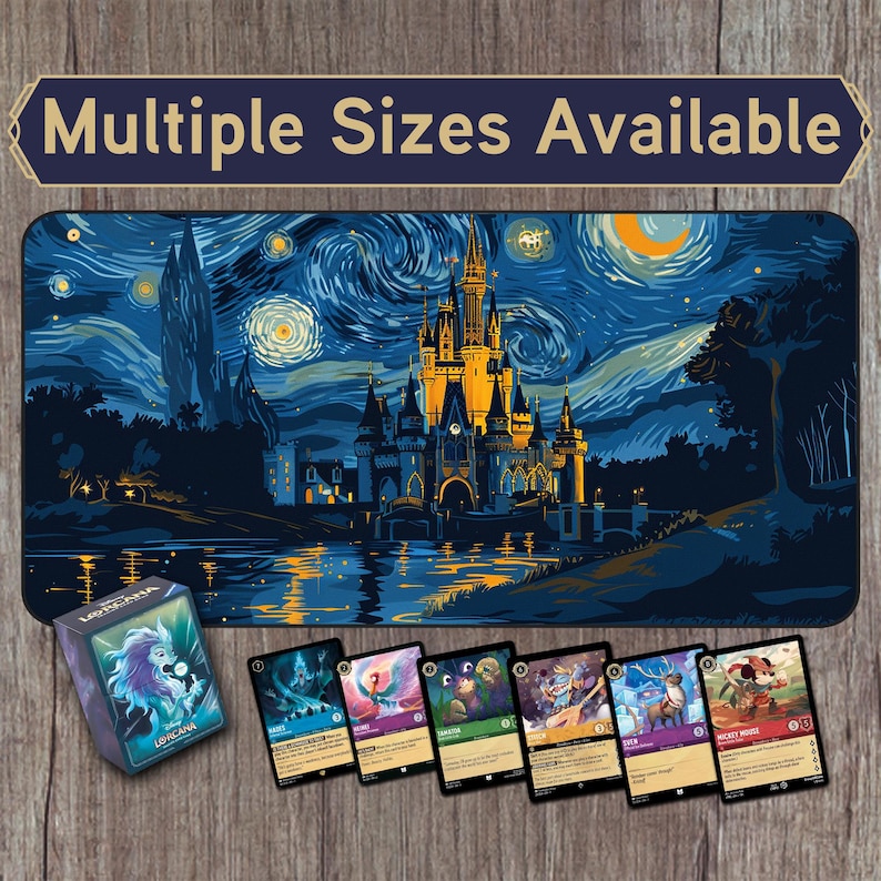 Lorcana Card Game Starry Night Castle Playmat, TCG Play Mat, Desk Mat ...