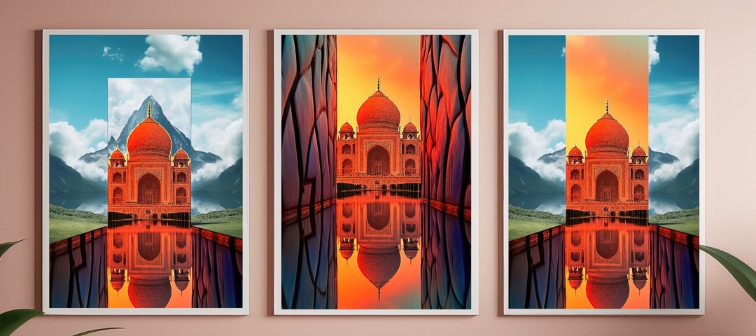 Set of 3 Taj Mahal Mirror Islamic Wall Art-digital FILE ONLY - Masjid ...