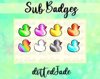 8 Egg White Duck Twitch Sub Badges Ducky Flower Hat Cute Baby Duckies ...
