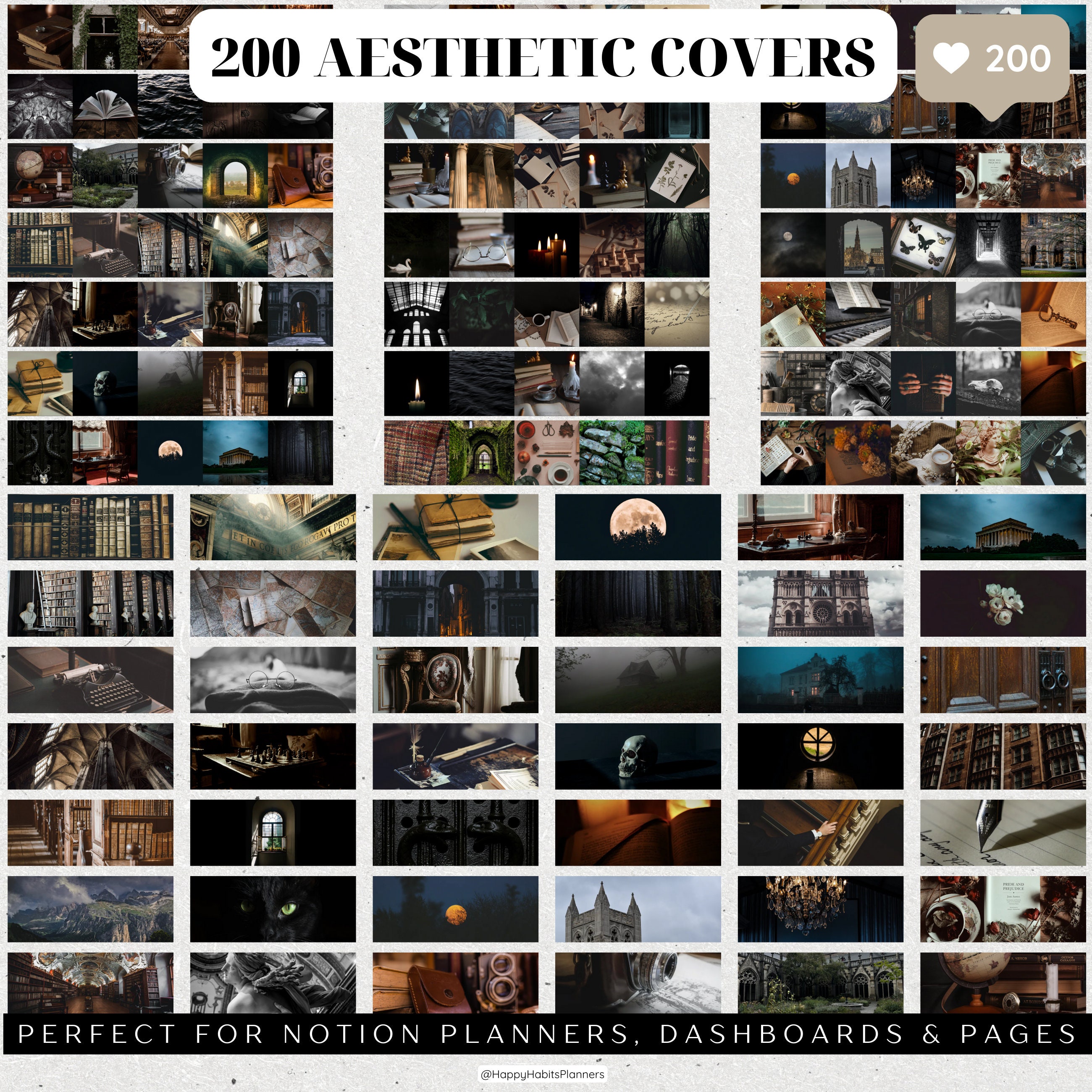 Dark Academia Aesthetic Notion Customization Bundle | Notion Icons ...