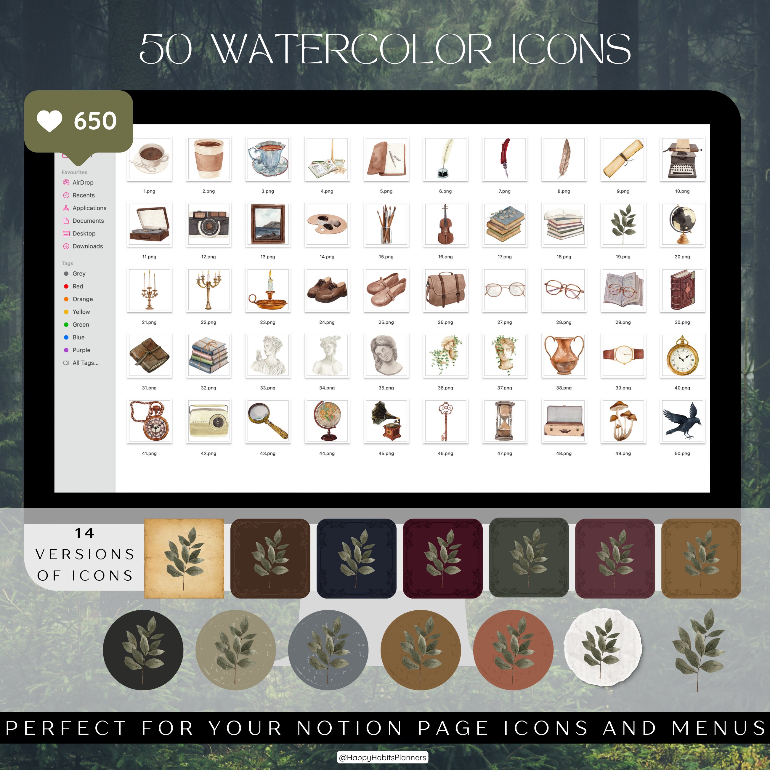 Dark Academia Aesthetic Notion Customization Bundle | Notion Icons ...