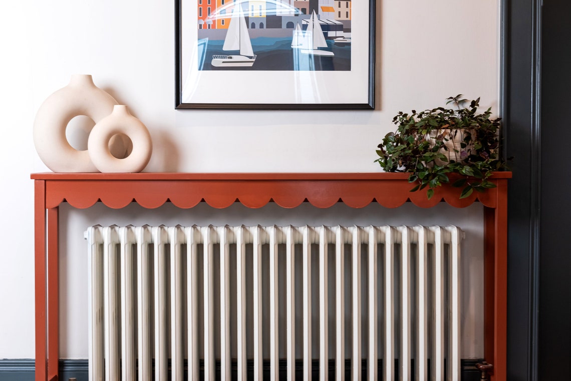 Radiator Console Table Cover Scallop Wavy Edge. Hand Made to Order - 4 ...