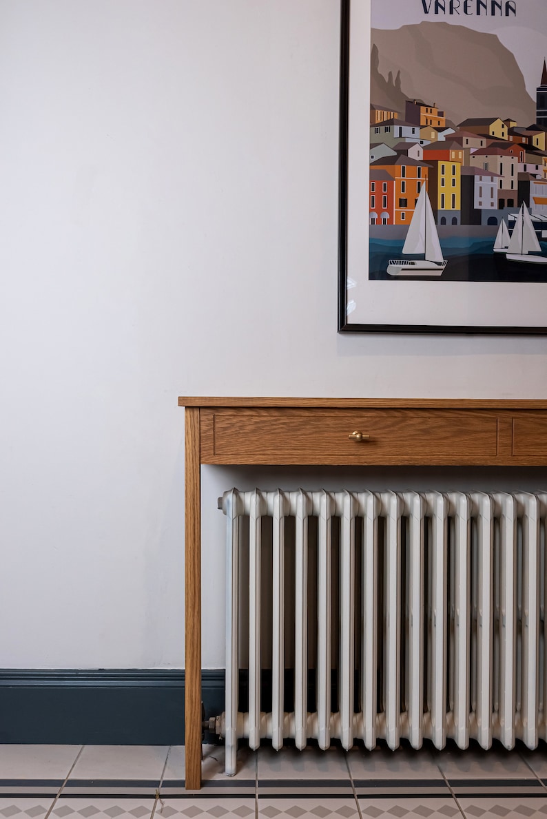 Oak Radiator Console Table - Hand Made to Order - 2 Leg - Etsy UK