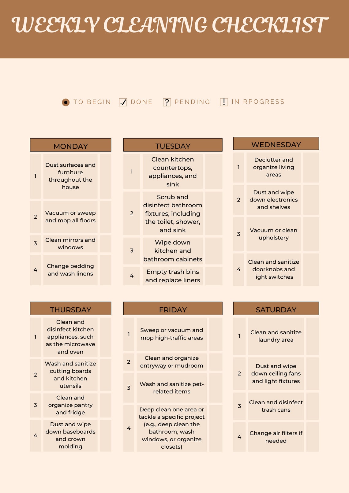 Editable Cleaning Schedule, Cleaning Planner, Cleaning Checklist ...