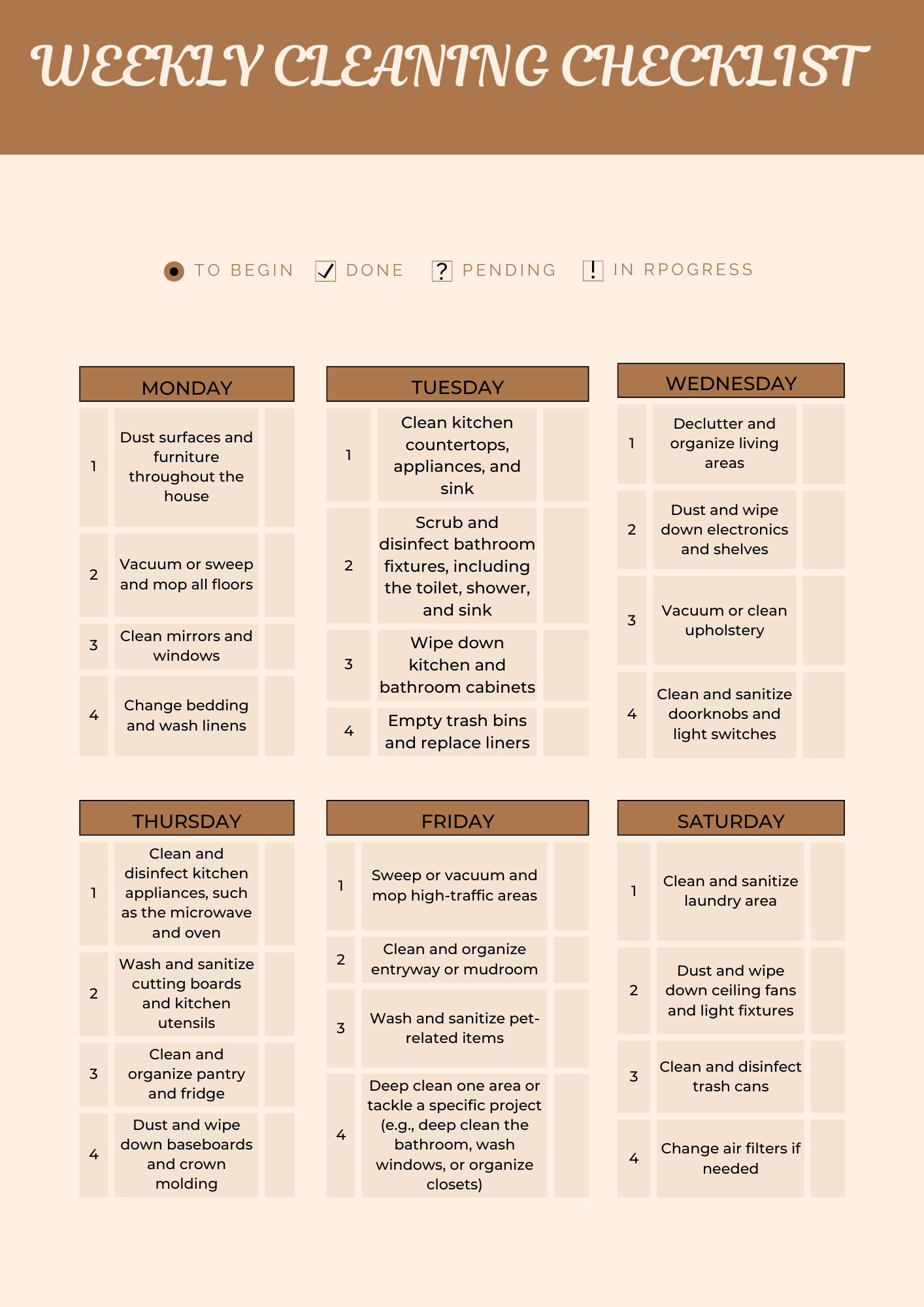 Editable Cleaning Schedule, Cleaning Planner, Cleaning Checklist ...