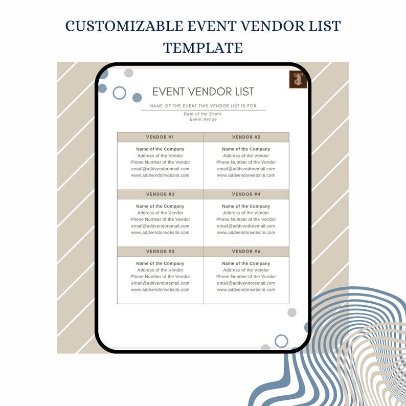Event Planning Event Planner Event Organizer Vendor List Template ...