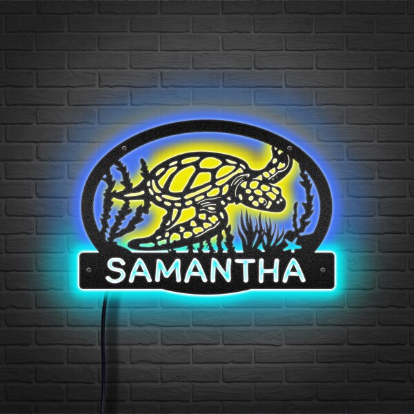 Neon Turtle Sign - Etsy