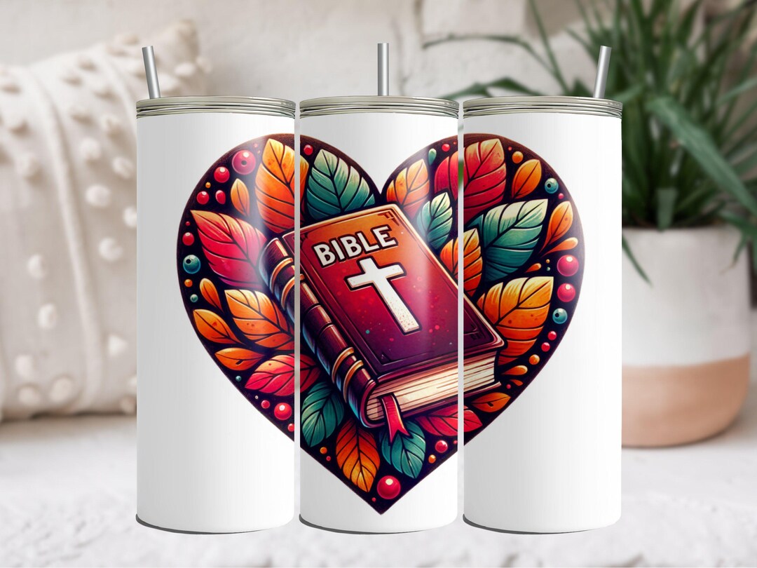 Bible Heart Design 20oz Sublimation Tumbler PNG, Christian Symbol ...