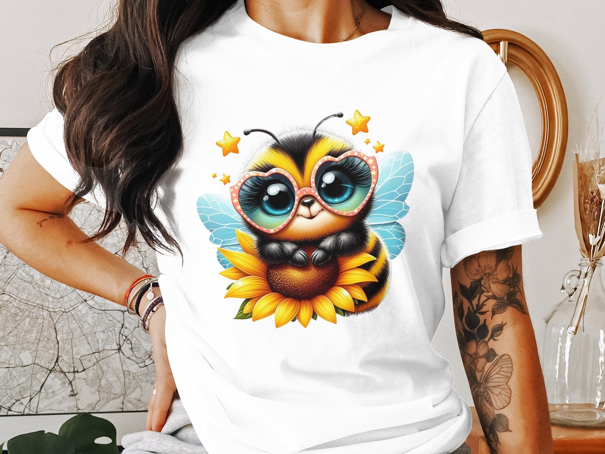 Cute Bee Art Print, Digital Download, Adorable Bee Illustration, Heart ...