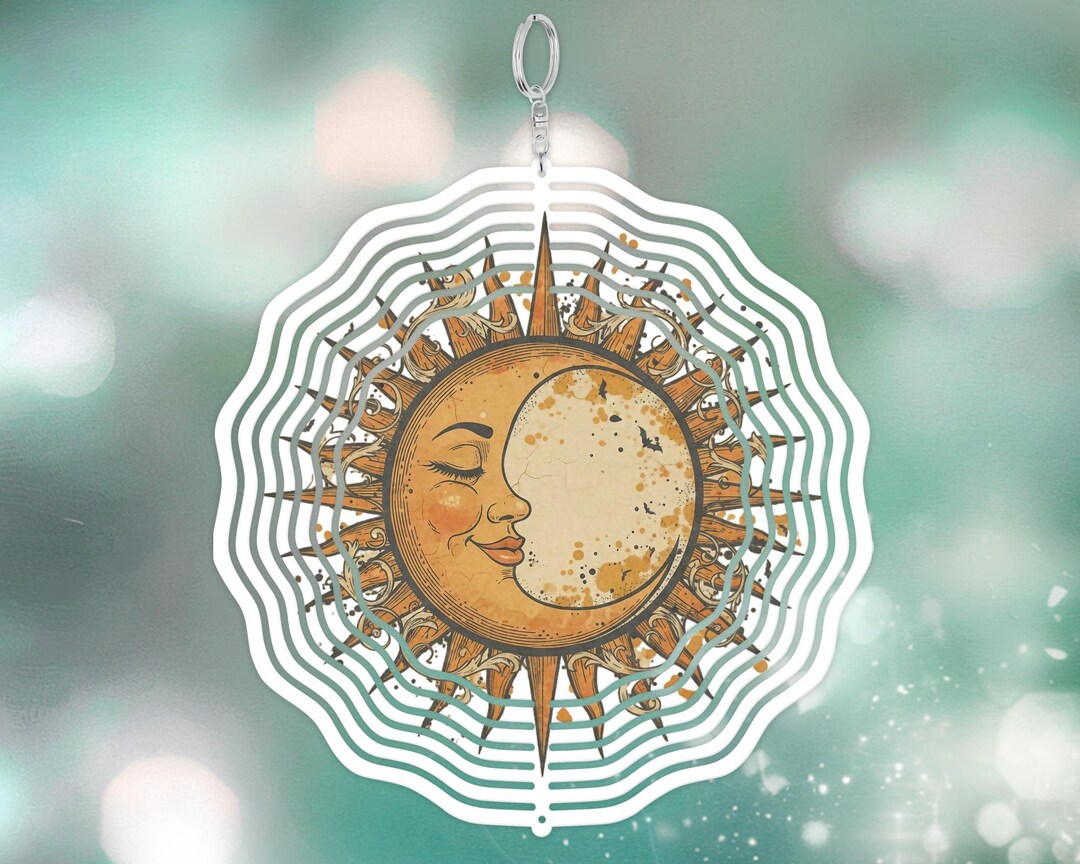 Celestial Windspinner PNG, Sun Moon Wind Spinner, Sublimation Designs ...