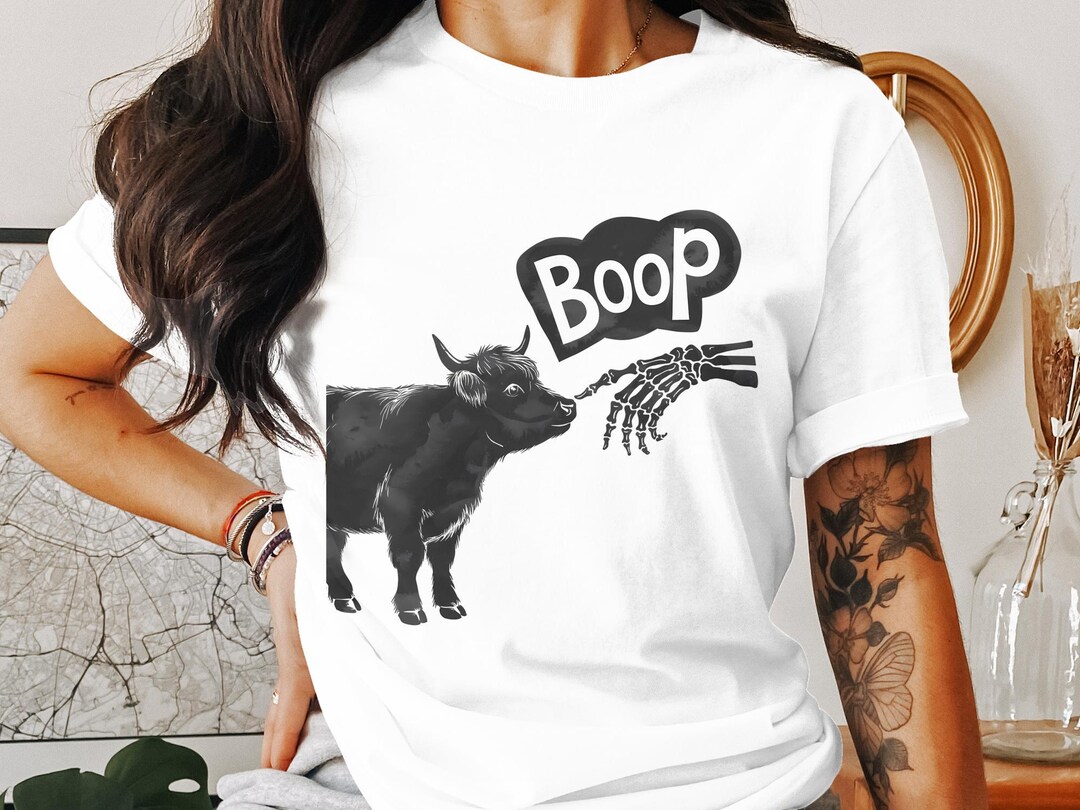 Cute Cow Boop PNG Digital Download, Funny Skeleton Hand With Cow Design ...
