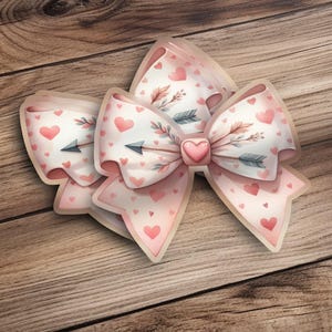 Valentines Day Bow Clipart, Pink Heart Bow Printable, Digital Download ...