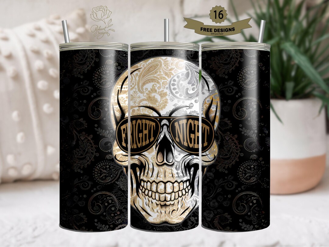Fright Night Skull PNG, Halloween Skull Tumbler Design, Skull With ...
