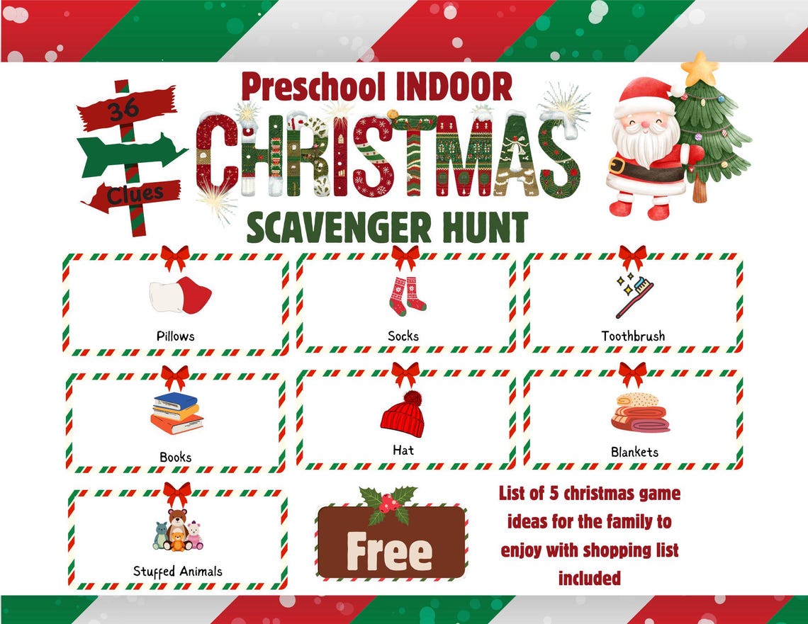 Indoor Preschool Christmas Scavenger Hunt, Christmas Scavenger, Hunt ...