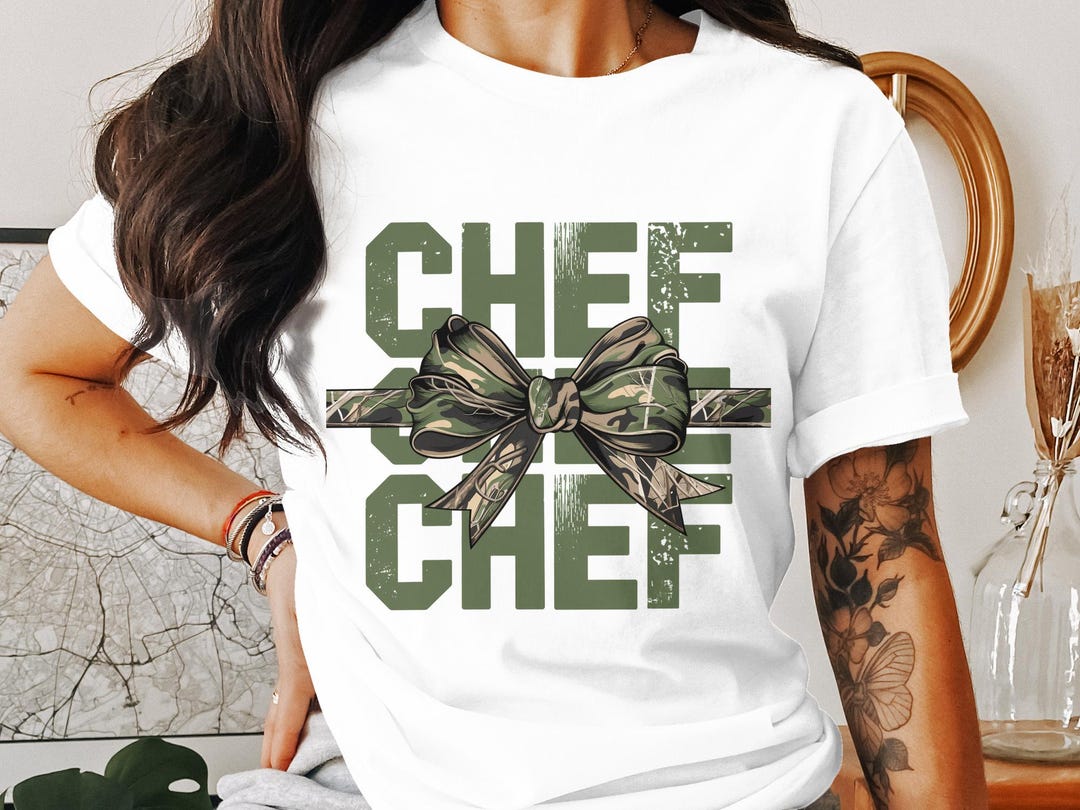 Camo Coquette Sublimation PNG for Tshirt, Chef Camouflage Bow Design ...