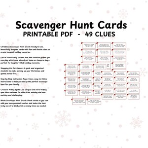 Indoor Christmas Treasure Hunt, Christmas Scavenger, Hunt Cards ...