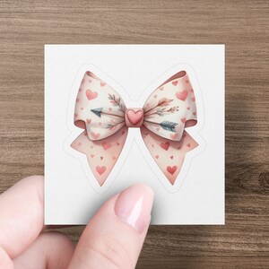 Valentines Day Bow Clipart, Pink Heart Bow Printable, Digital Download ...