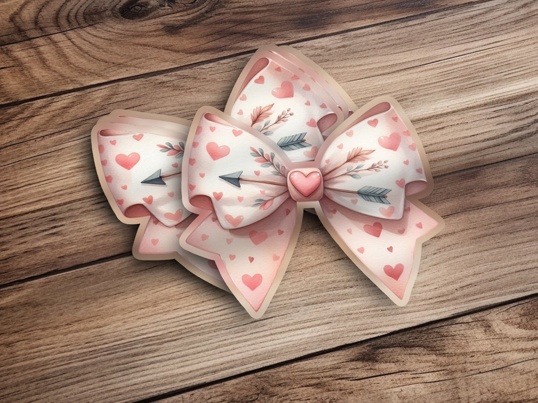 Valentines Day Bow Clipart, Pink Heart Bow Printable, Digital Download ...