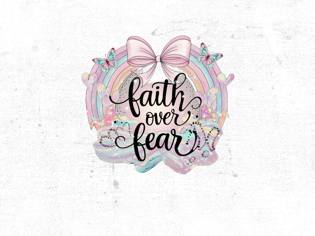 Faith Over Fear Pink Bow Png, Positive Affirmation PNG, Coquette ...
