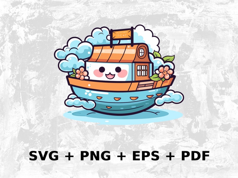 Cartoon Kawaii Boat Svg Png Eps, Commercial Use Clipart Vector Graphics ...