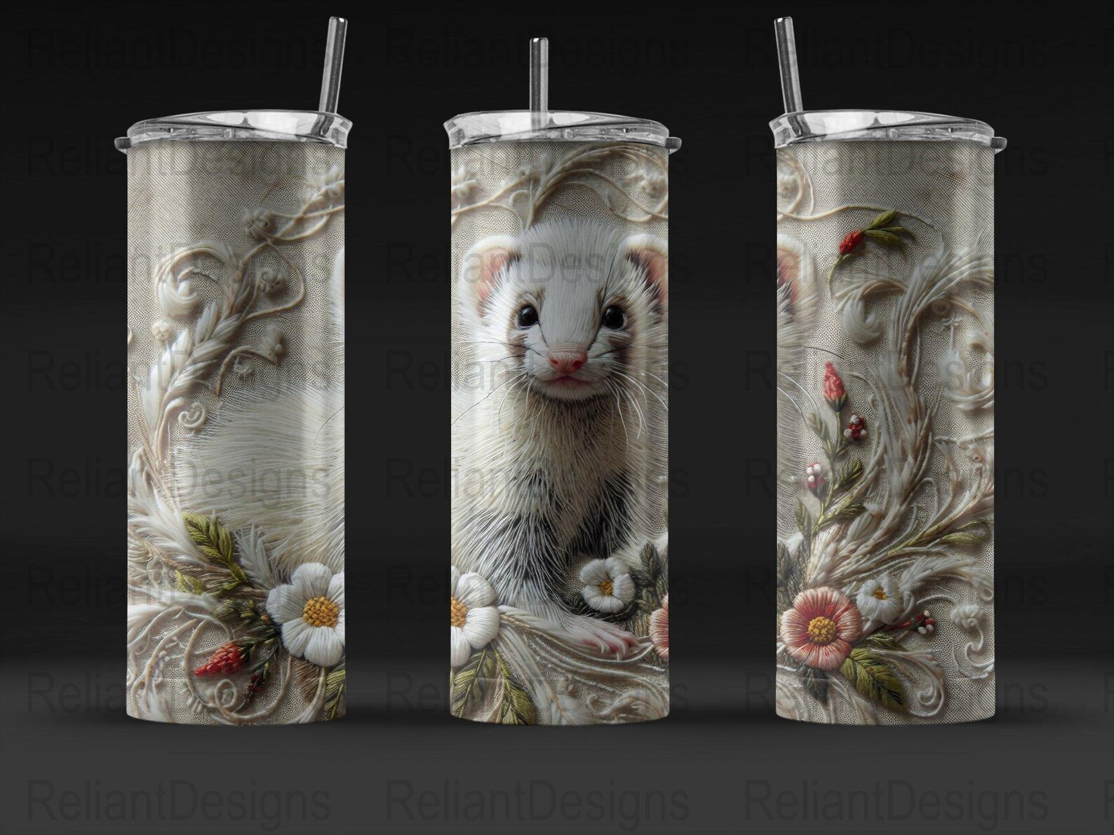 Cute Ferret 20 Oz Skinny Tumbler Sublimation Design Digital Download ...