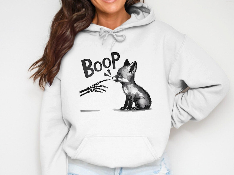 Cute Fox Boop Digital Art Print, Cute Animal Illustration, Black and ...