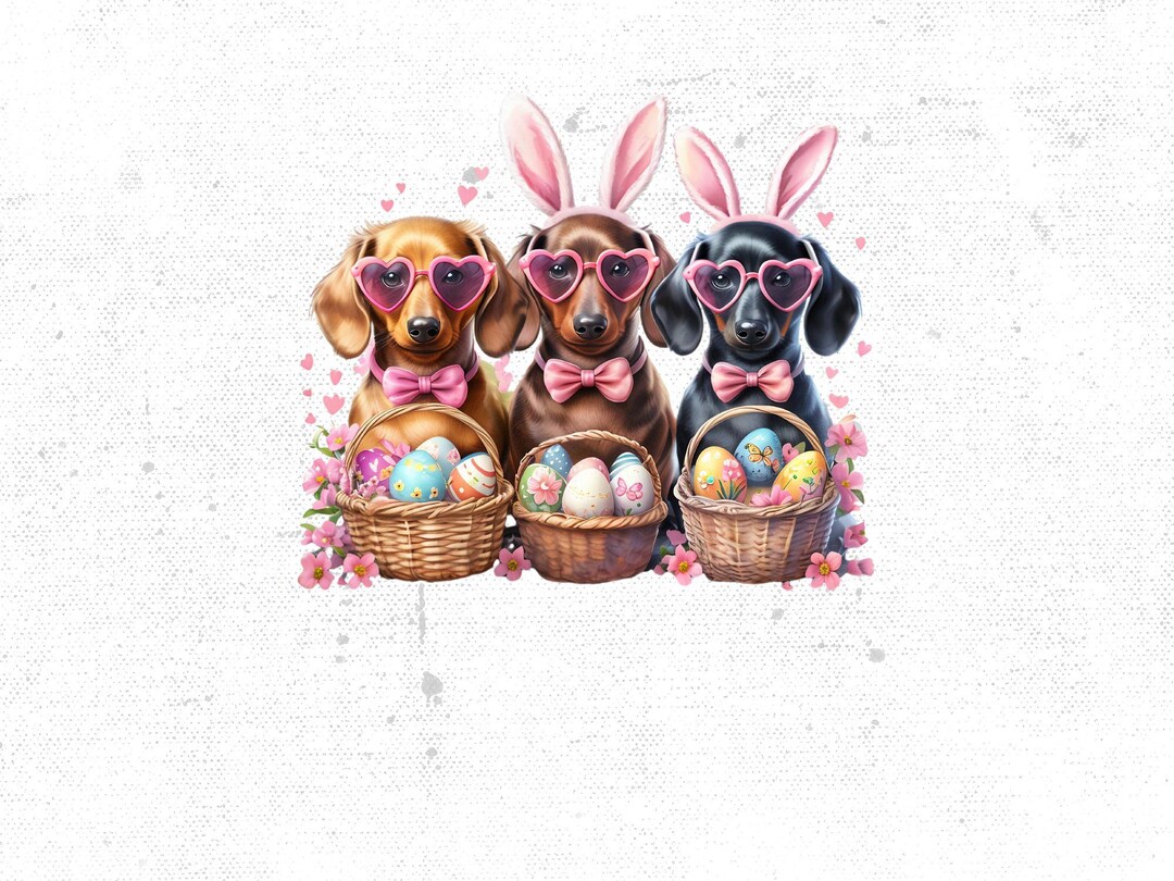 Easter Dog PNG, Adorable Doxie Art With Easter Eggs, Cute Dogs Clipart ...