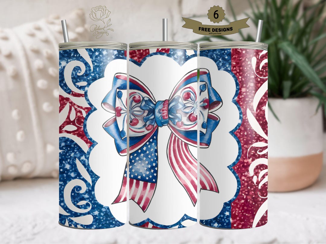 American Sublimation Tumbler Design, United States Flag Coquette Bow ...