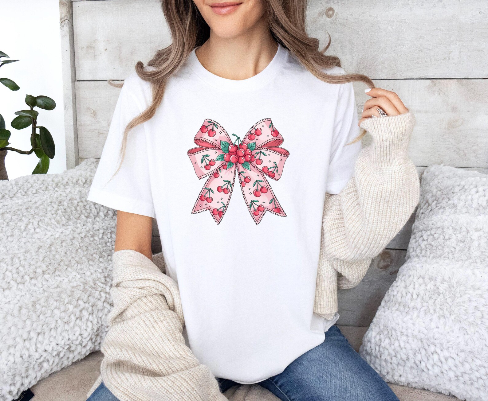 Cute Cherry Bow PNG for Sublimation, Pink Bow With Cherries Digital ...