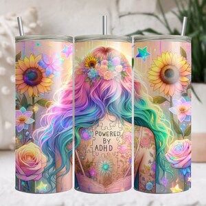 Powered by ADHD Awareness 20oz Skinny Tumbler Wrap Design ...