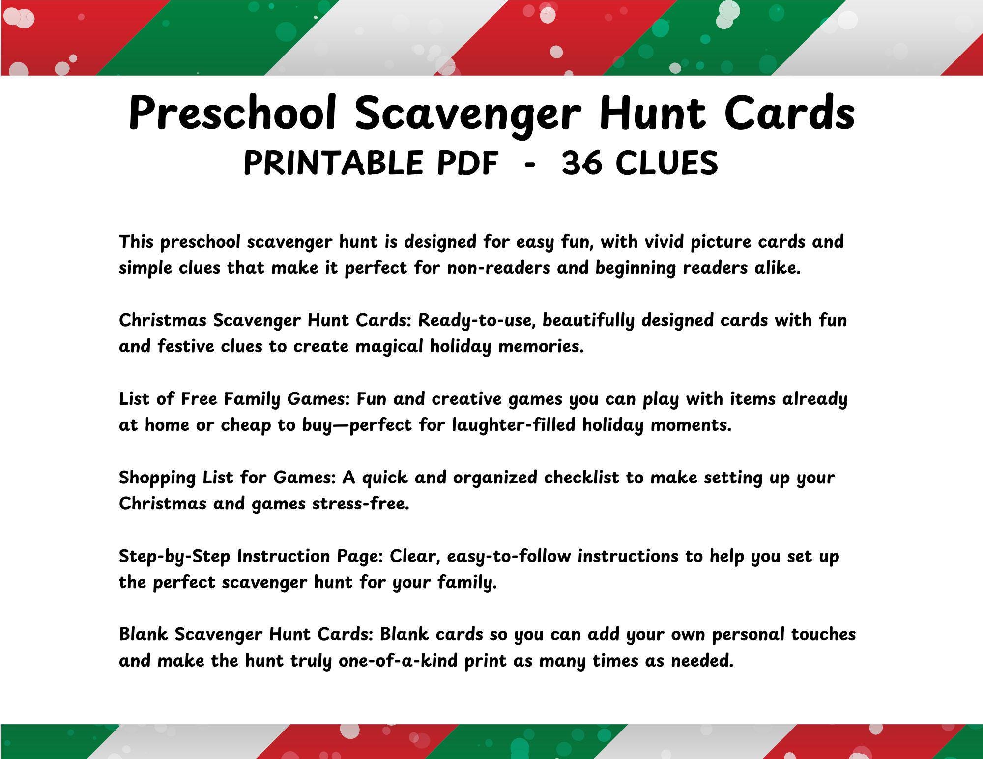 Indoor Preschool Christmas Scavenger Hunt, Christmas Scavenger, Hunt ...