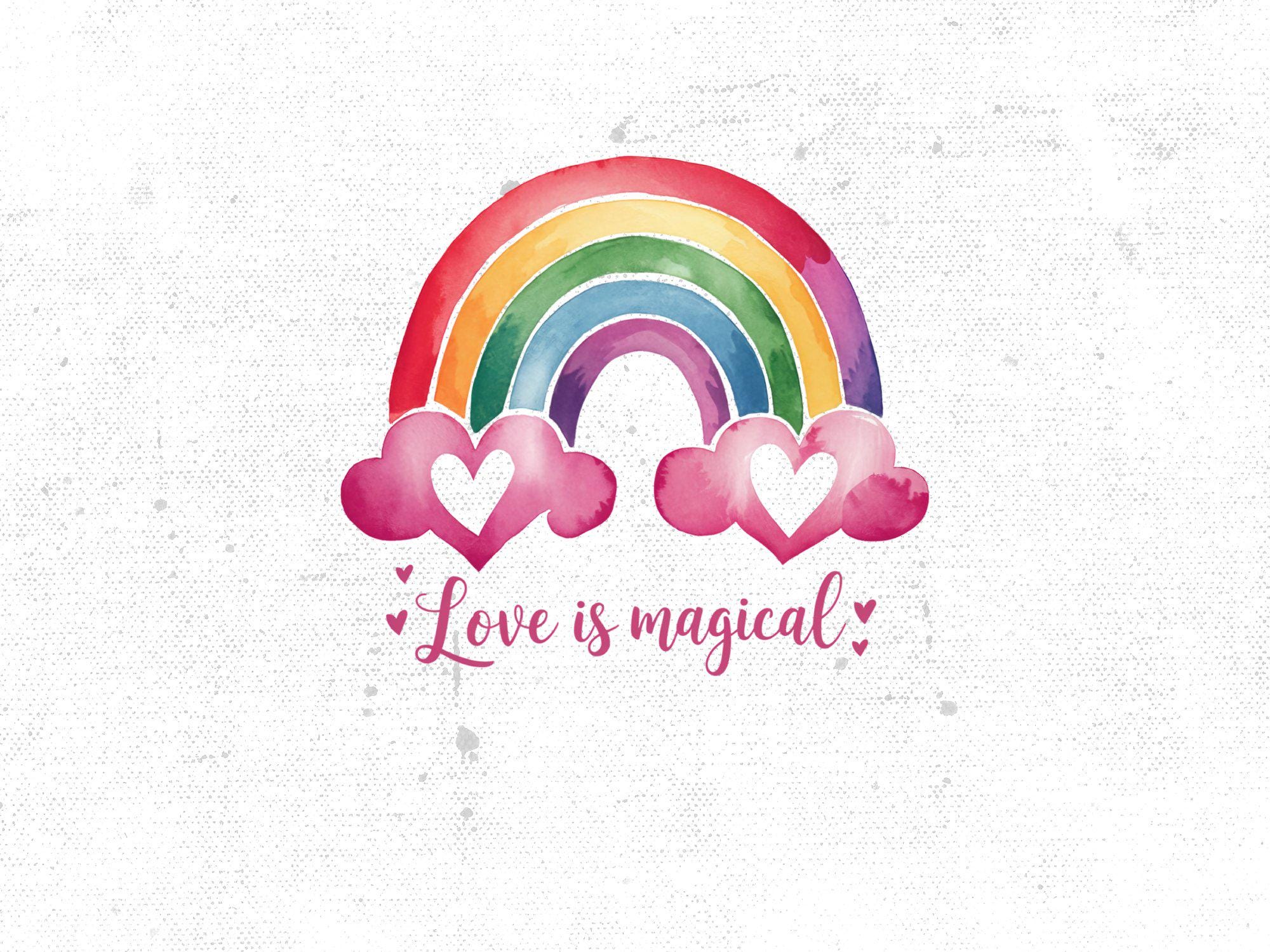 Watercolor Rainbow Clipart Set, Cute Heart Art, Whimsical Cloud PNG ...