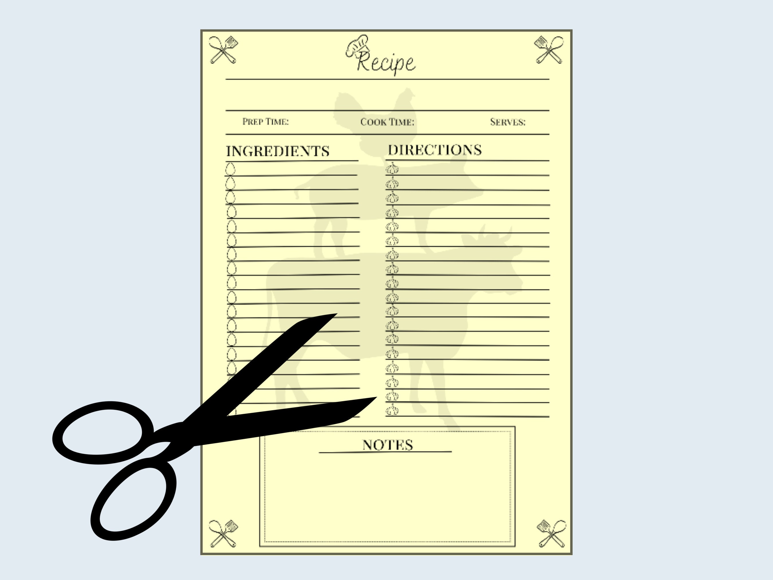 Farmhouse Recipe Sheet: Printable Recipe Page (PDF) - Etsy